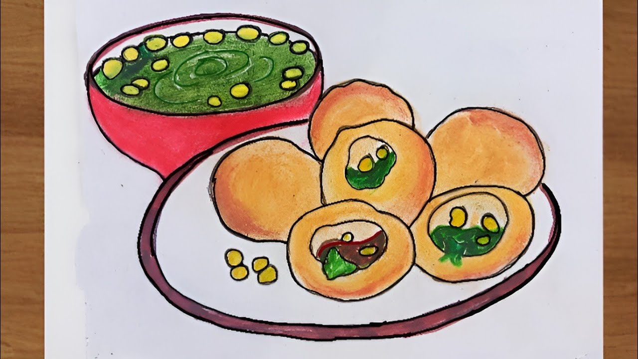 how to draw pani puri। golgappe drawing।pani puri drawing #drawing # ...