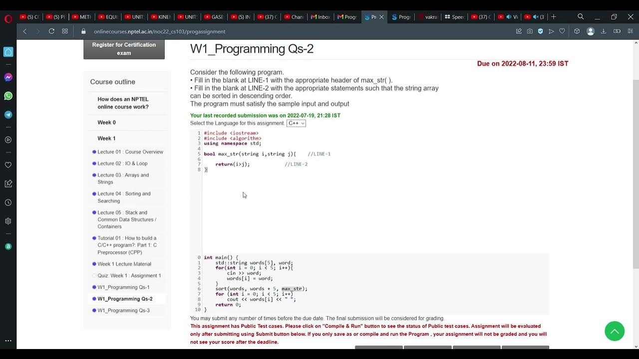 NPTEL Programming In Modern C++ , July 2022 ,week1 , programming assignment W1_programming_Qs-2 ...