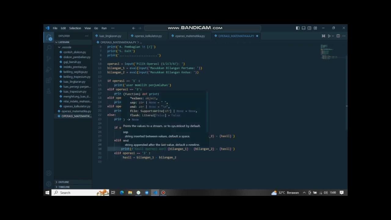 Tutorial Membuat Program Operasi Matematika Menggunakan Aplikasi Python - YouTube