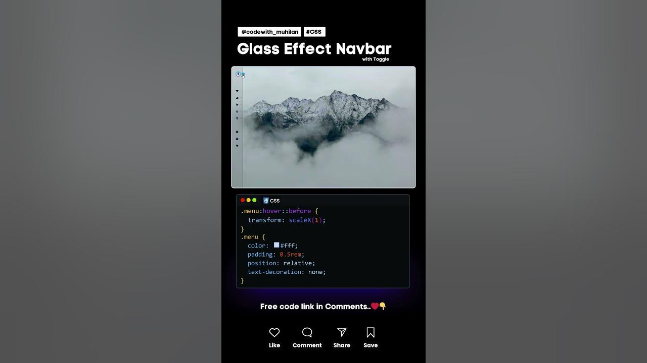 Glass Effect Sidebar #css #coding #Sidebar #Navbar #Website - YouTube