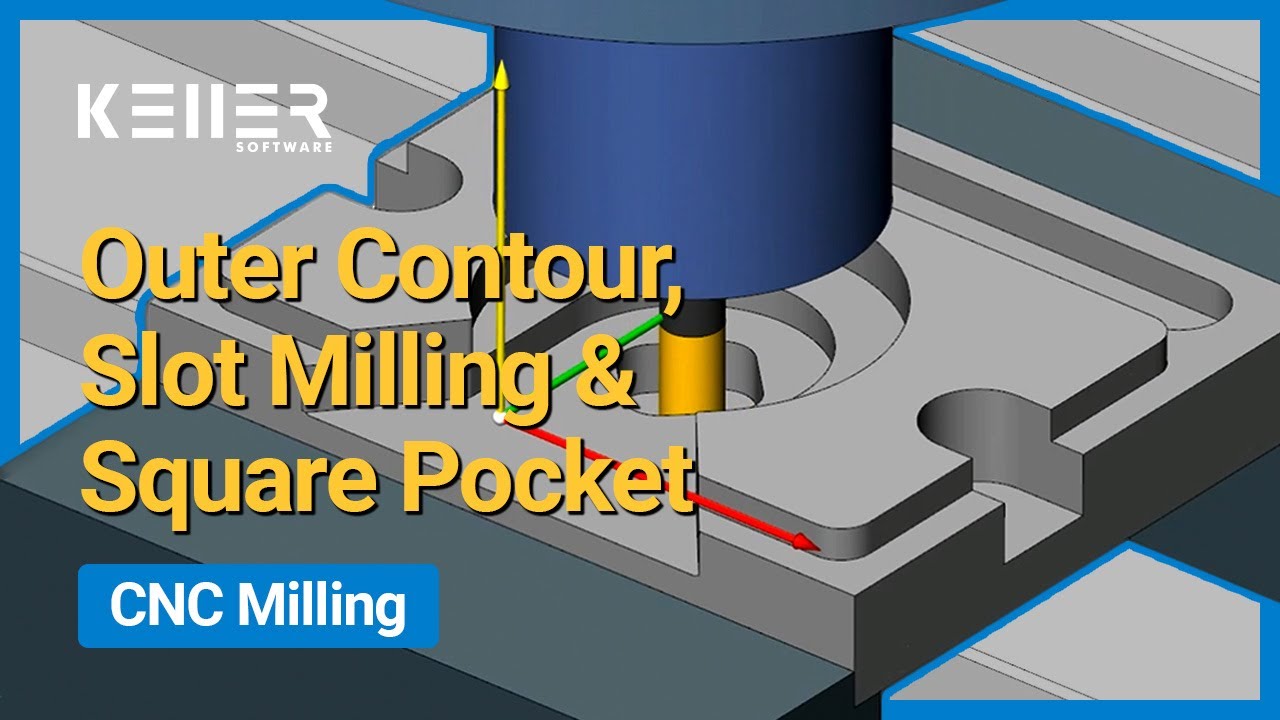 Outer Contour, Slot Milling & Square Pocket | CNC Milling with SYMplus™ | Instant CNC - YouTube