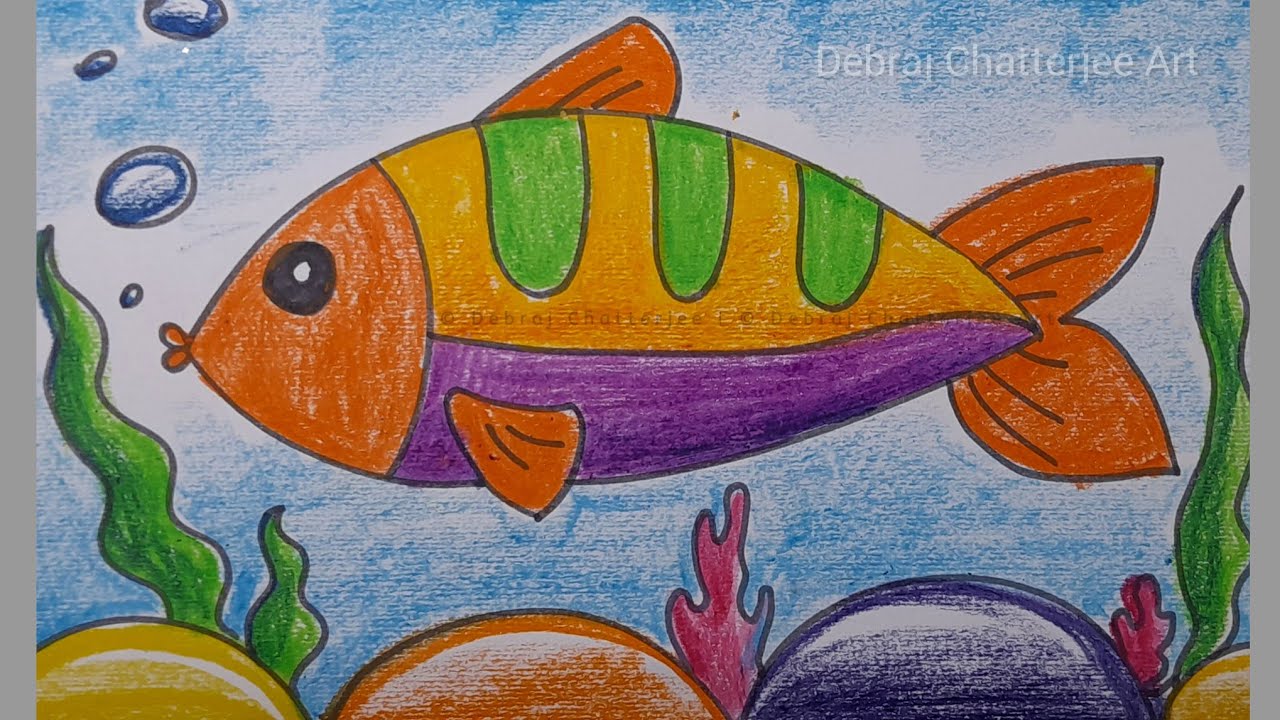 How to Draw Beautiful Fish in Aquarium Step by Step | Easy Fish Drawing ...