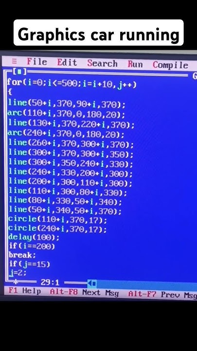 #graphics design car running fron cl anguage coding #turbooc++ # c ...