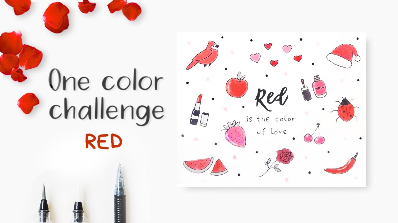 Doodles in Red for Valentine's Day! | One color doodle challenge series ...