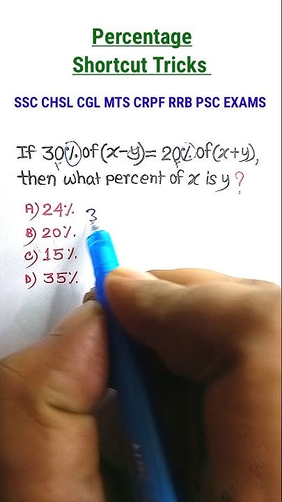 Percentage || Percentage Math Tricks|| SSC CGL MTS CHSL RRB CRPF||#shorts - YouTube