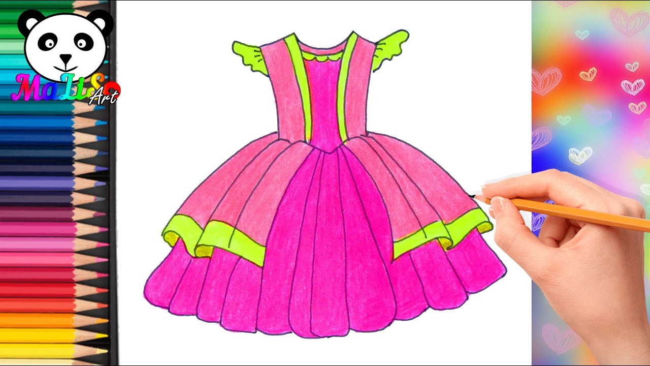 Как нарисовать ПЛАТЬЕ принцессы пышное бальное How To Draw A Dress