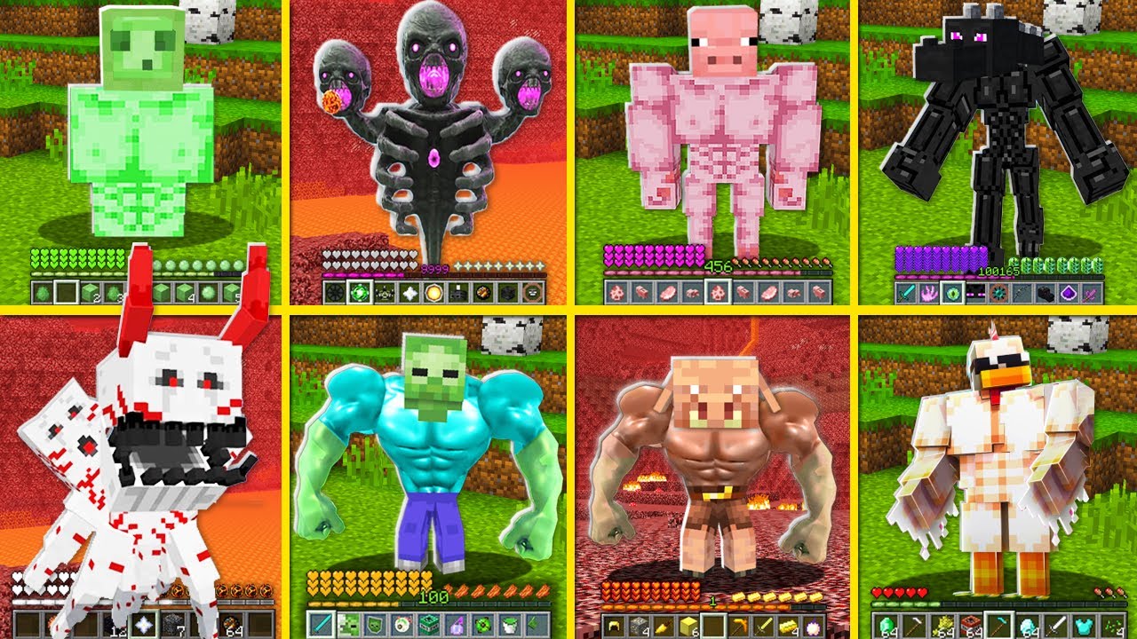 MINECRAFT HOW TO PLAY ALL MOBS ARE BUFFED BECAME MUTANT SKELETON ZOMBIE ...