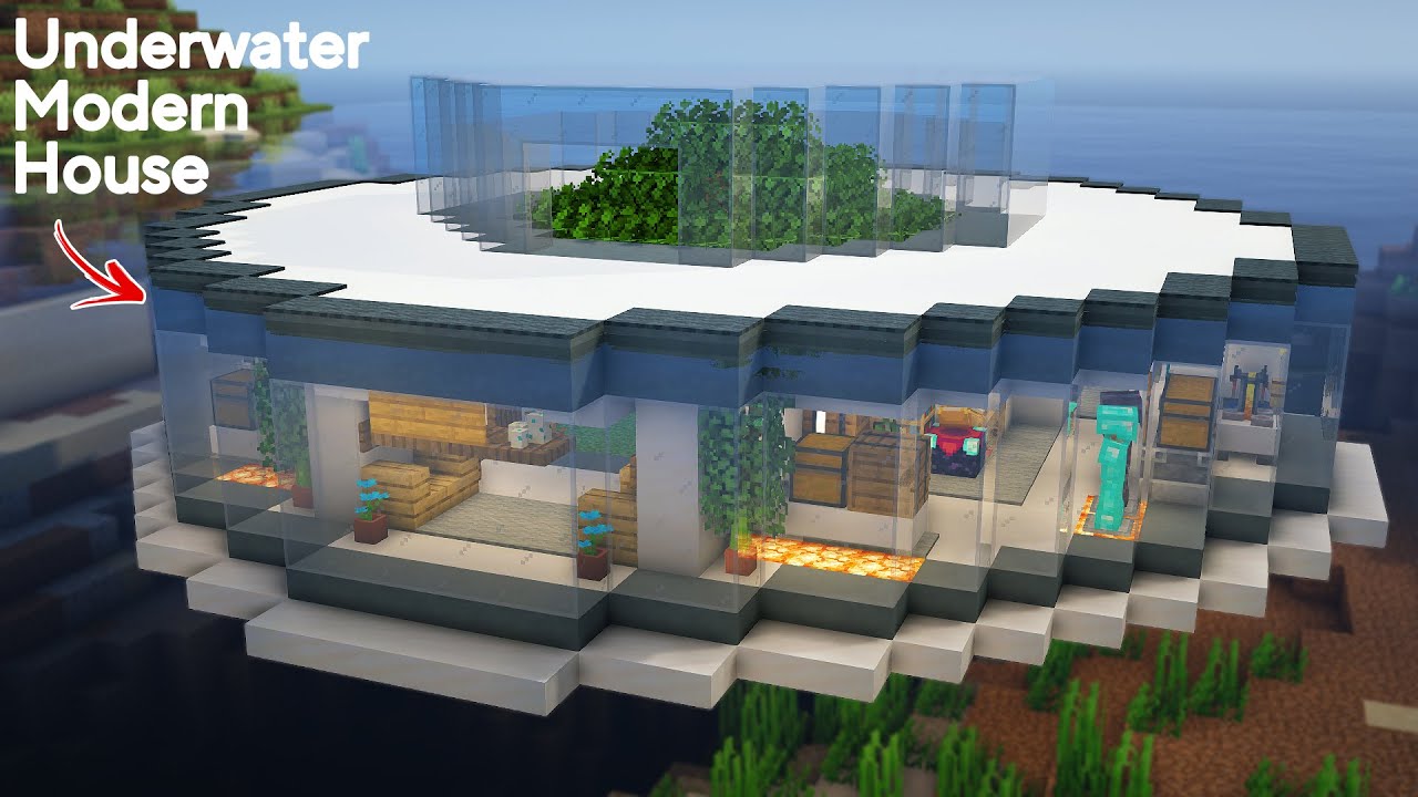 Minecraft | How To Build an Underwater Modern House - Tutorial - YouTube