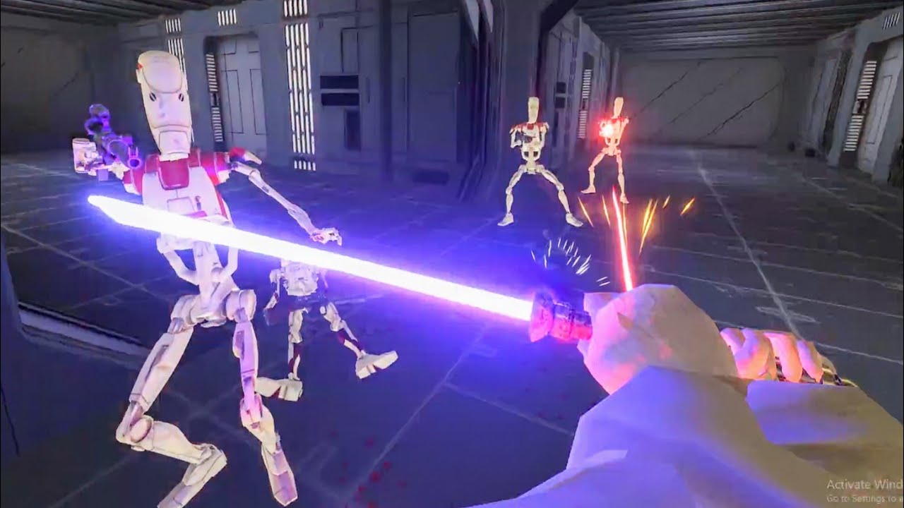 Veteran Jedi Master VS B1 Battle droids [BLASTERS] {cinematic} - YouTube