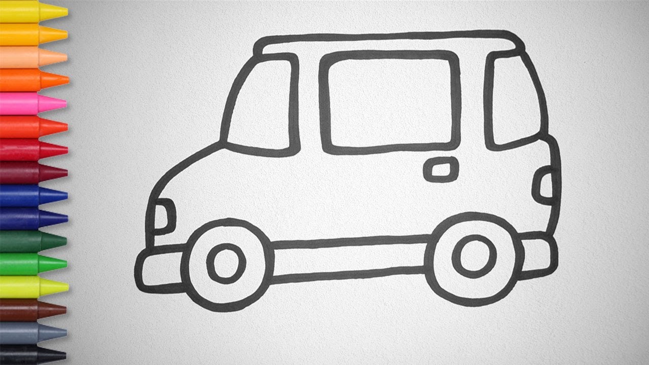 Draw and Color a Cute Car for Kids Learning | Coloring with Crayons ...
