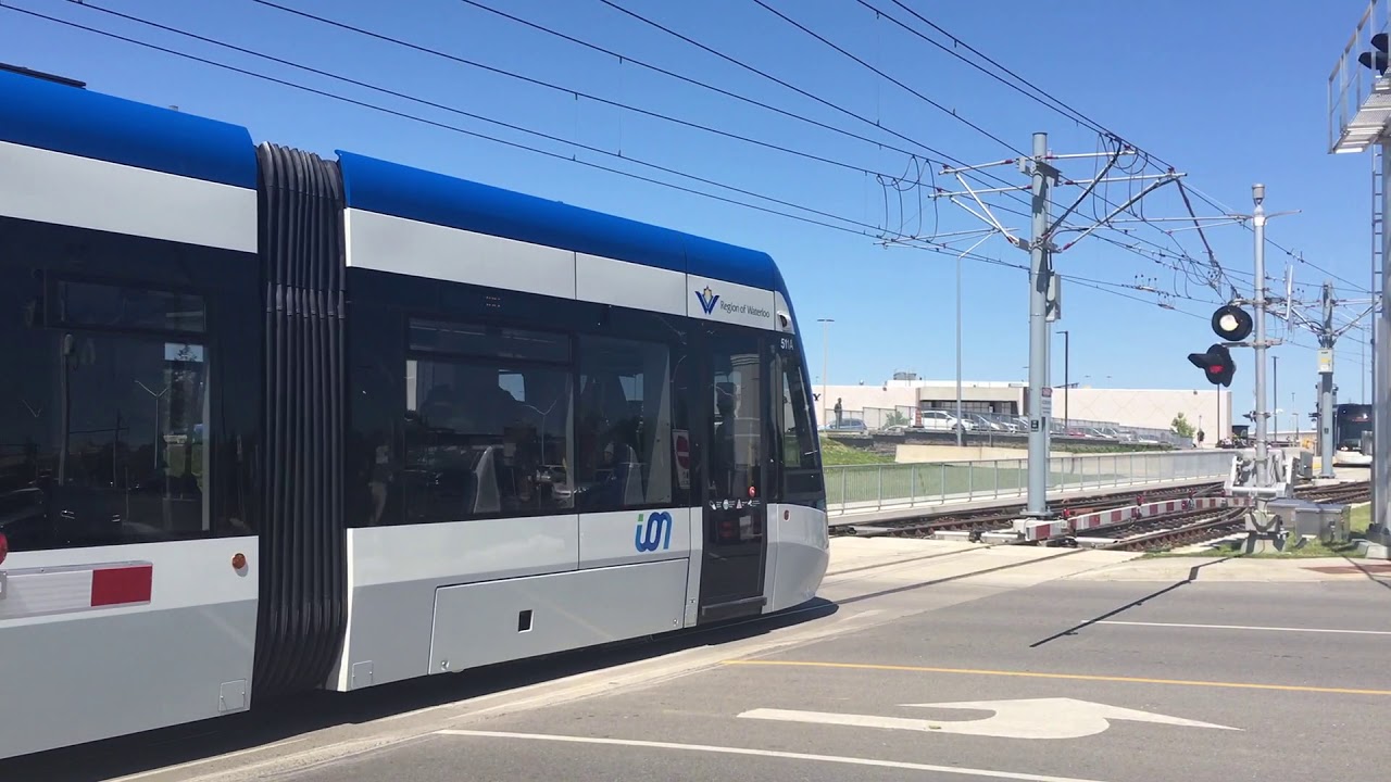 GRT ION LRT's at Fairway Station on the Second Day of Service - YouTube