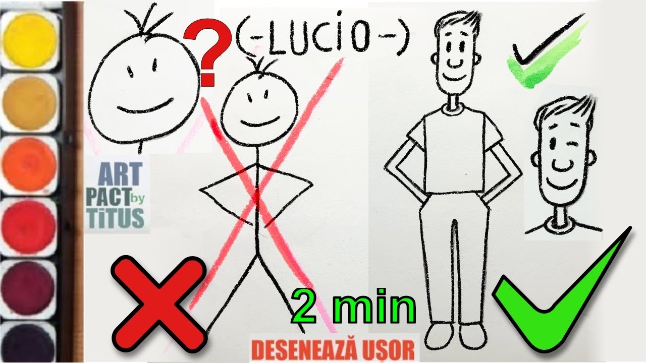 CUM SA DESENEZI UN OM - intreg , HOW TO DRAW A MAN - YouTube
