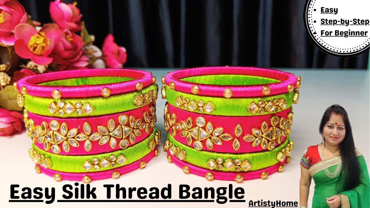 🌸 DIY Silk Thread Bangle Making | Easy & Elegant Handmade Jewelry 🌸 ...