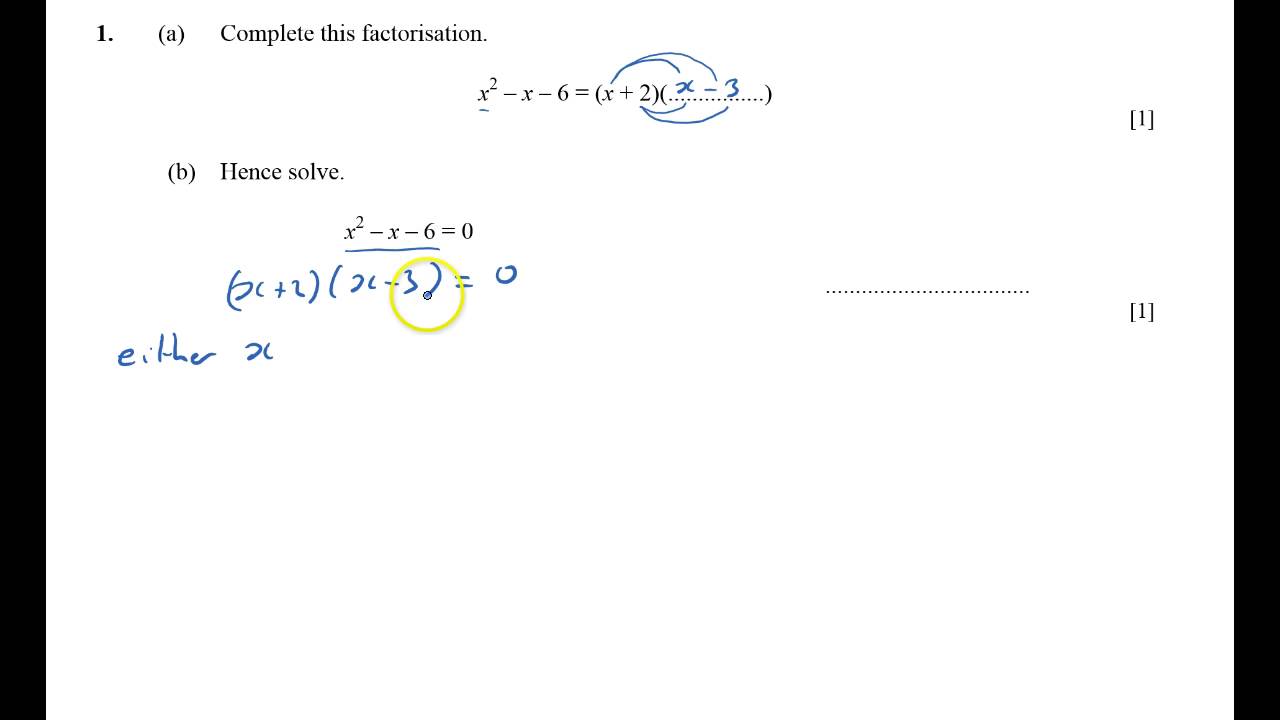 Quadratic equations Q1 - YouTube