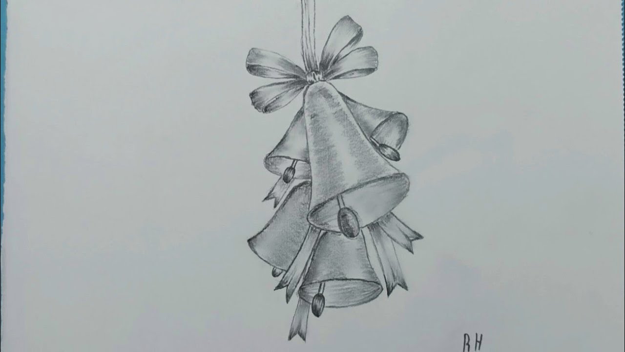 Teaching how to draw bells with a pencil on the occasion of Christmas ...