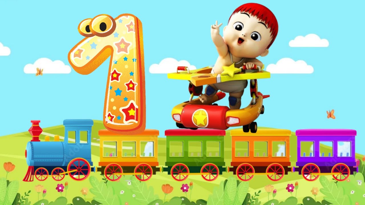 one two three, abcd song, phonics song nursery ryhmesh, 1234 ,train ...