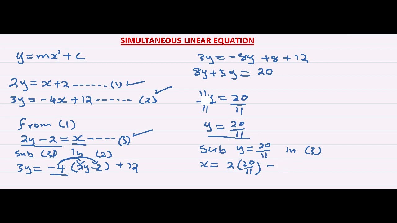 GRADE 10 SIMULTANEOUS LINEAR EQUATION BY SUBSTITUED ENGLISH - YouTube