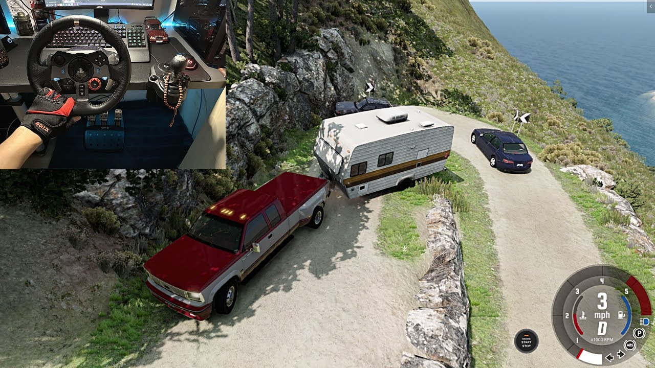 Camping with Caravan - BeamNG.drive | Logitech G29 gameplay + Shifter ...