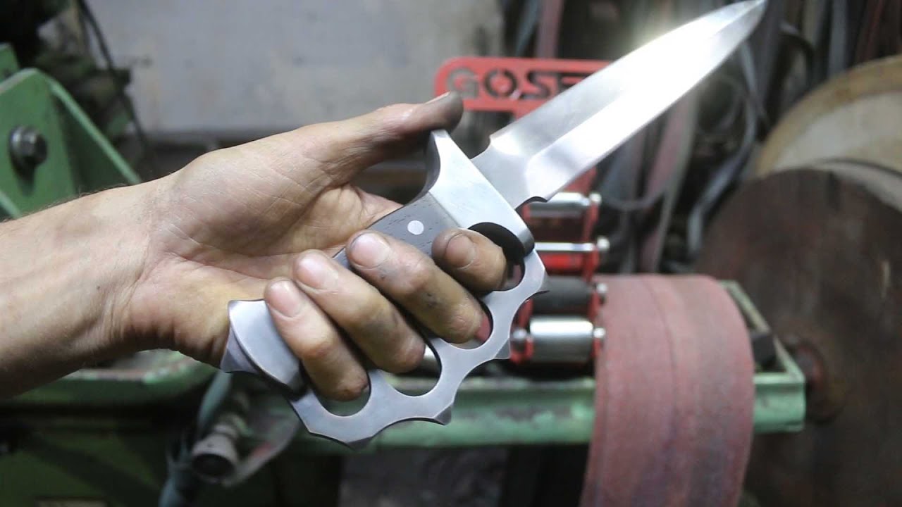 Forging a spring steel trench knife, part 2, making the handle. - YouTube