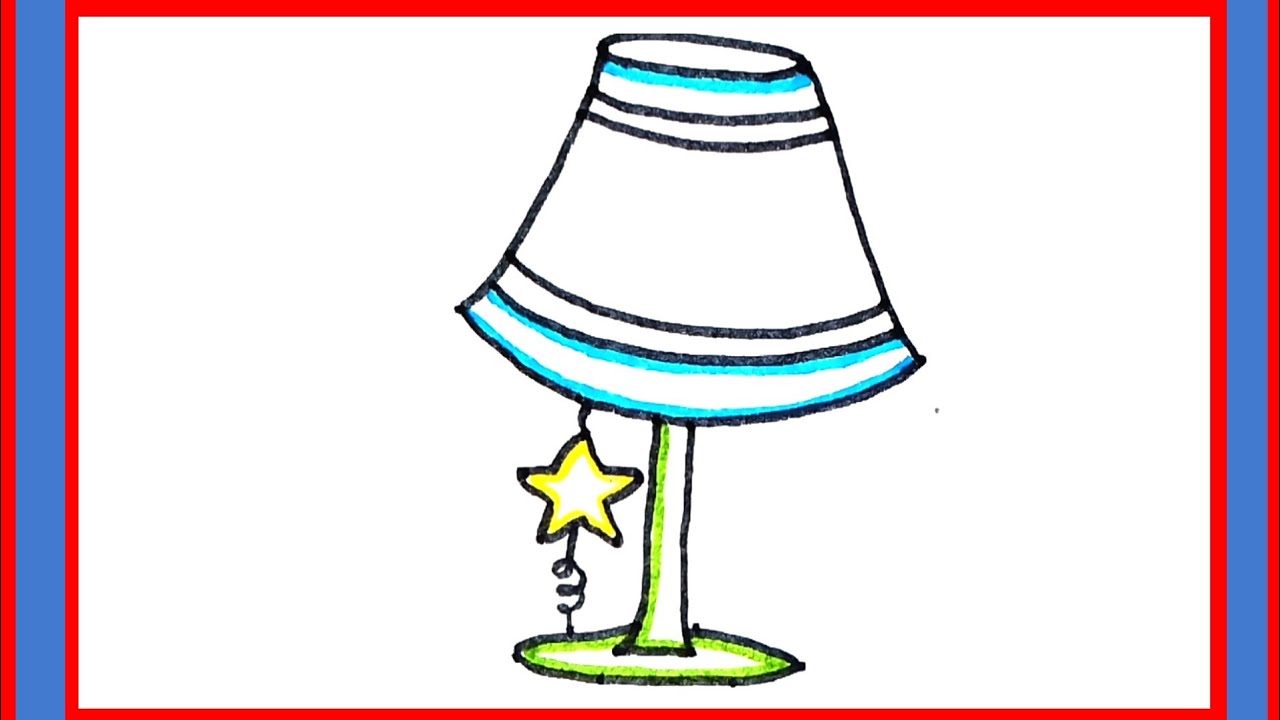 How to draw a table lamp with dots easily | Lamp drawing easy - YouTube