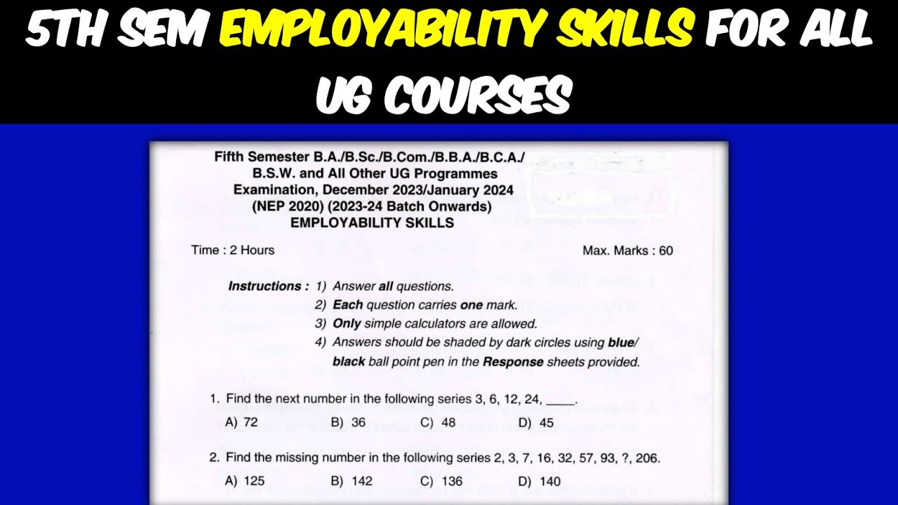 Employability Skills Question paper NEP Question paper for All UG ...