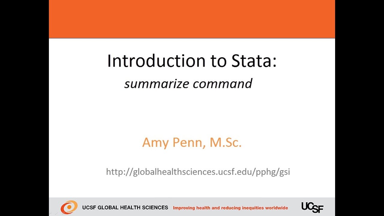 Introduction To Stata Summarize Command YouTube Introduction To Stata Summarize Command YouTube