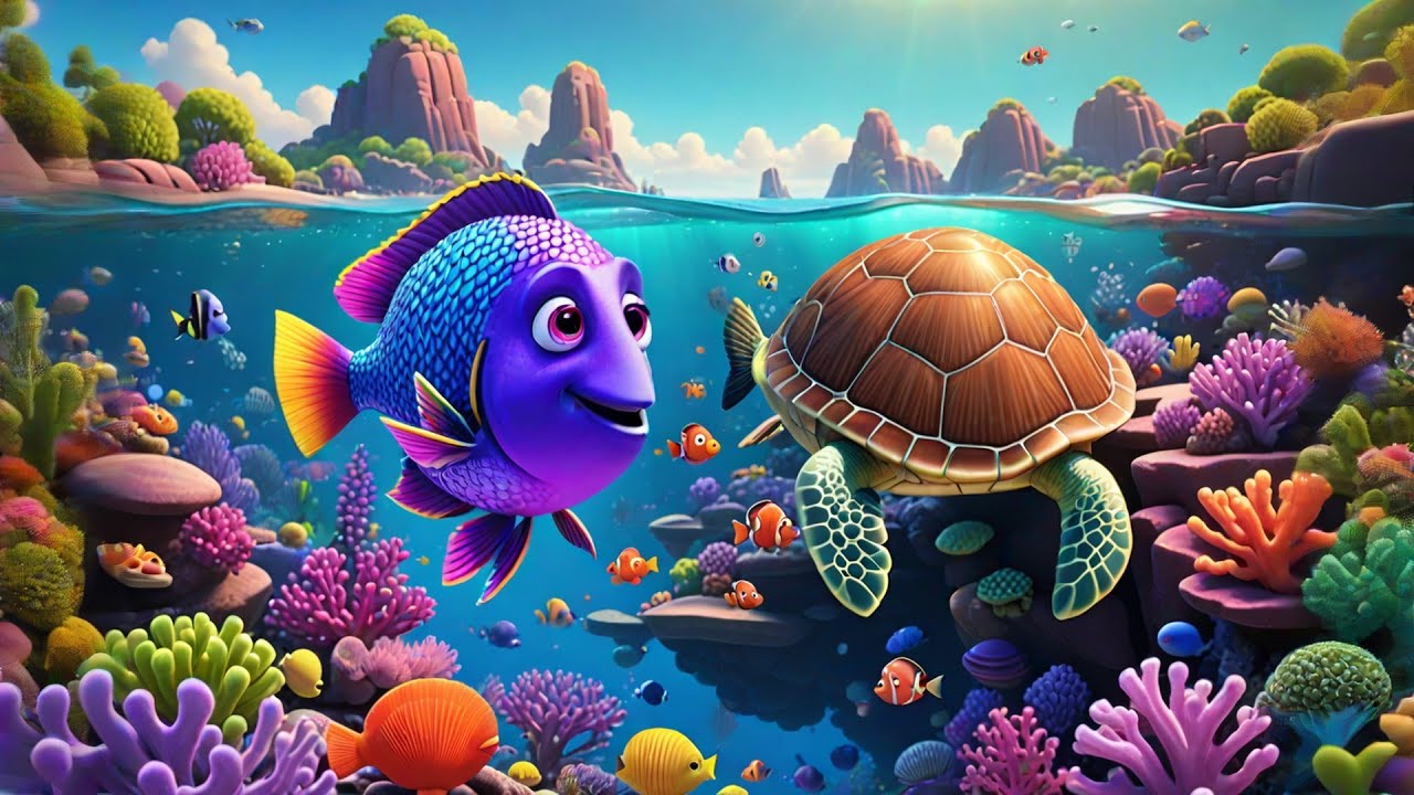 Two Rainbow Fish Swim in Circles | Ocean & Counting Song | Colorful ...