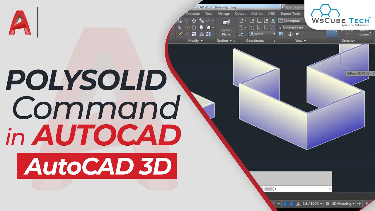 How to Use Polysolid Command in AutoCAD 3D | AutoCAD 3D Tutorial For ...