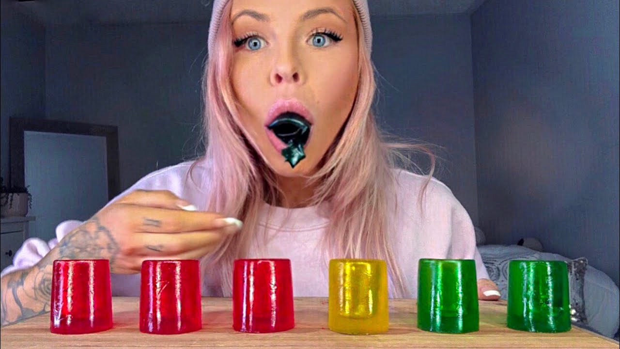 ASMR EATING EDIBLE SHOT GLASSES *FAILED* EXTREMELY MESSY EATING ...