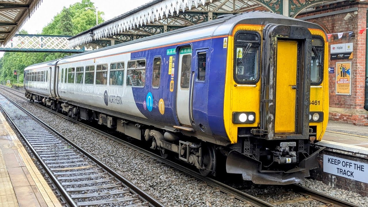 Northern Rail Class 156 Thrash away from Hale Station towards Chester ...