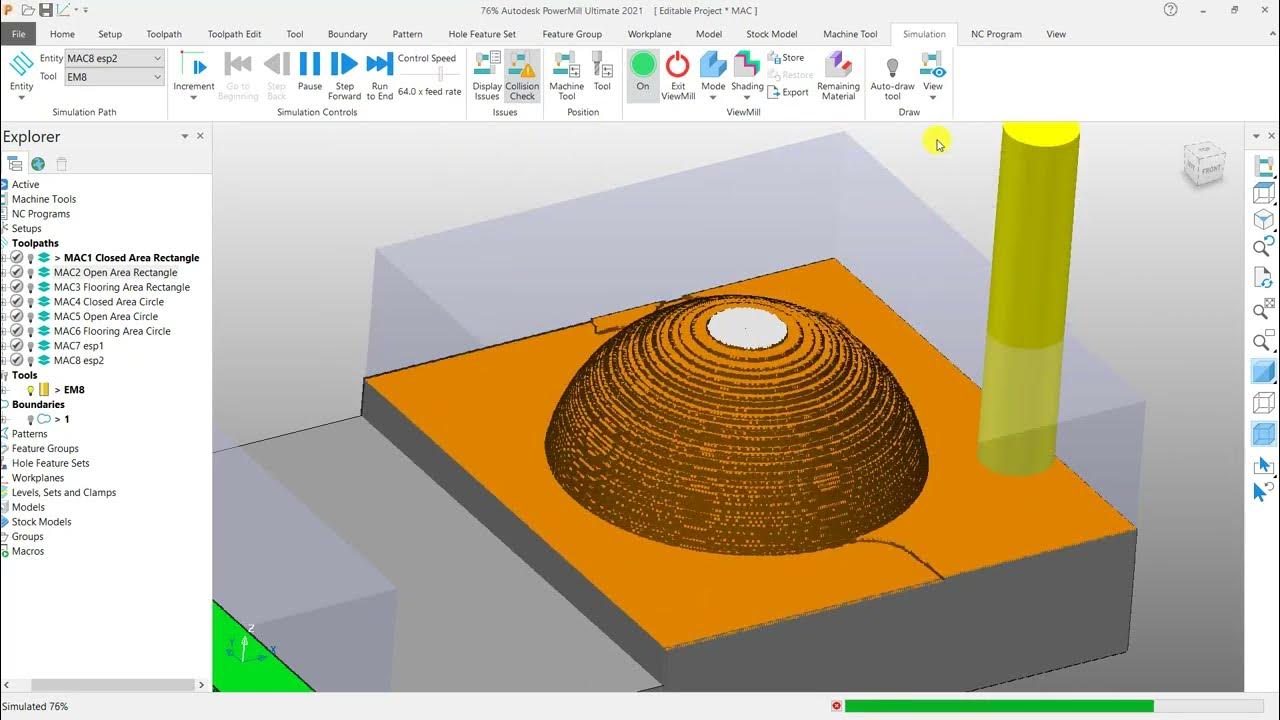 Simulation PowerMill Model Area Clearance All - YouTube