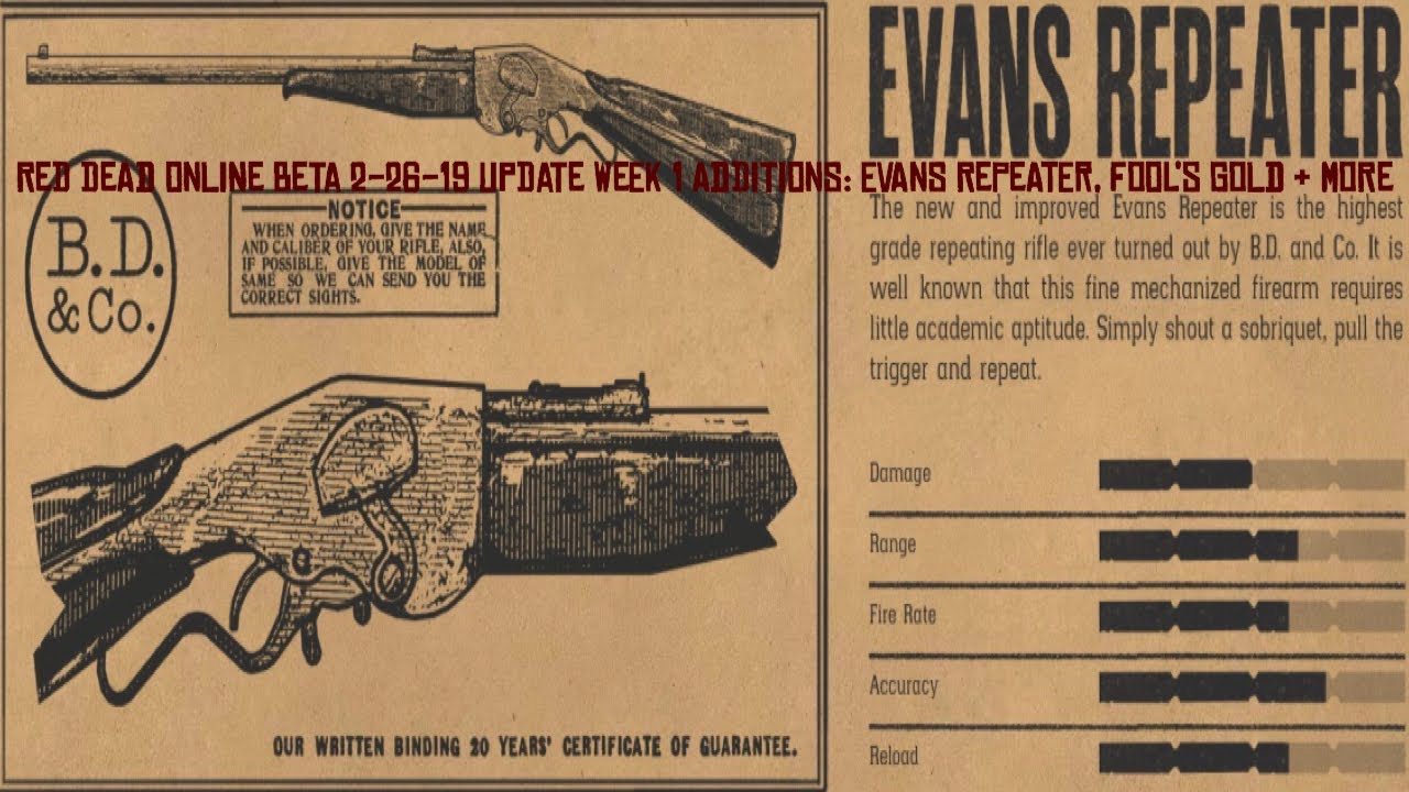 Red Dead Online Beta 2-26-19 Update Week 1 Additions: Evans Repeater ...