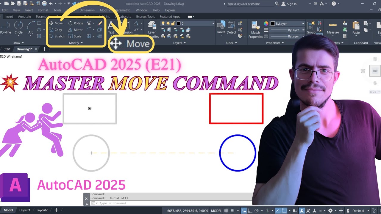 AutoCAD 2025 Tutorial for Beginners (E21) | Master MOVE Command Step-by ...