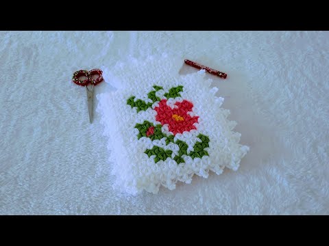 2024💜cicekli kese lif modeli🧶how to crochet 🌷#tigisi #enyenimodeller #knitting