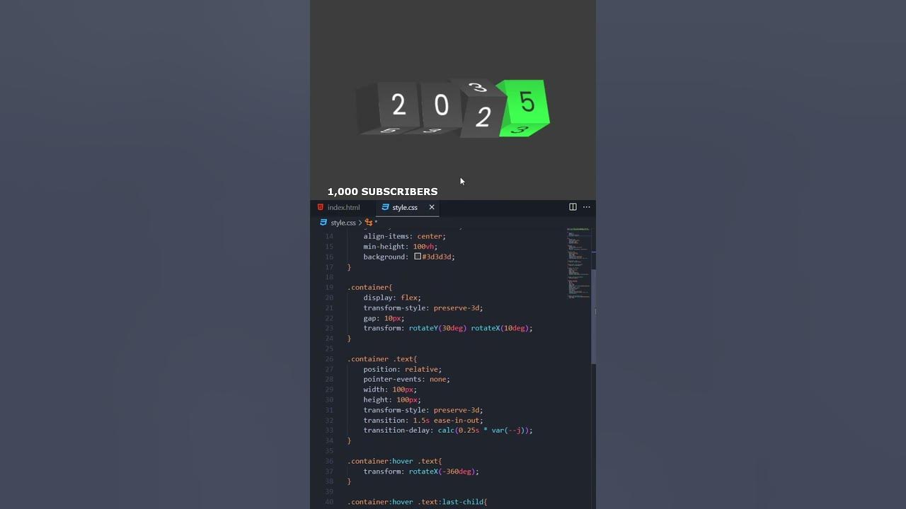 3D Text Cube Animation CSS 🌋 #shorts #css - YouTube