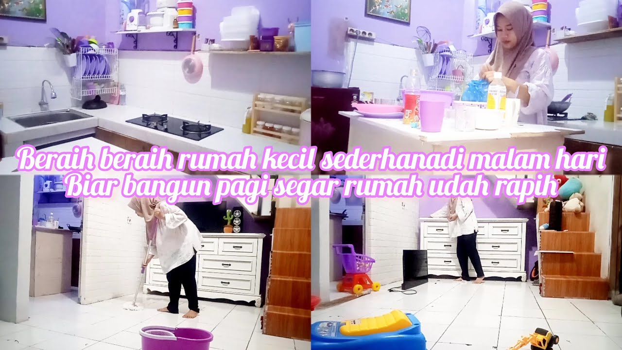 Bersih-bersih rumah kecil sederhana di malam hari - YouTube