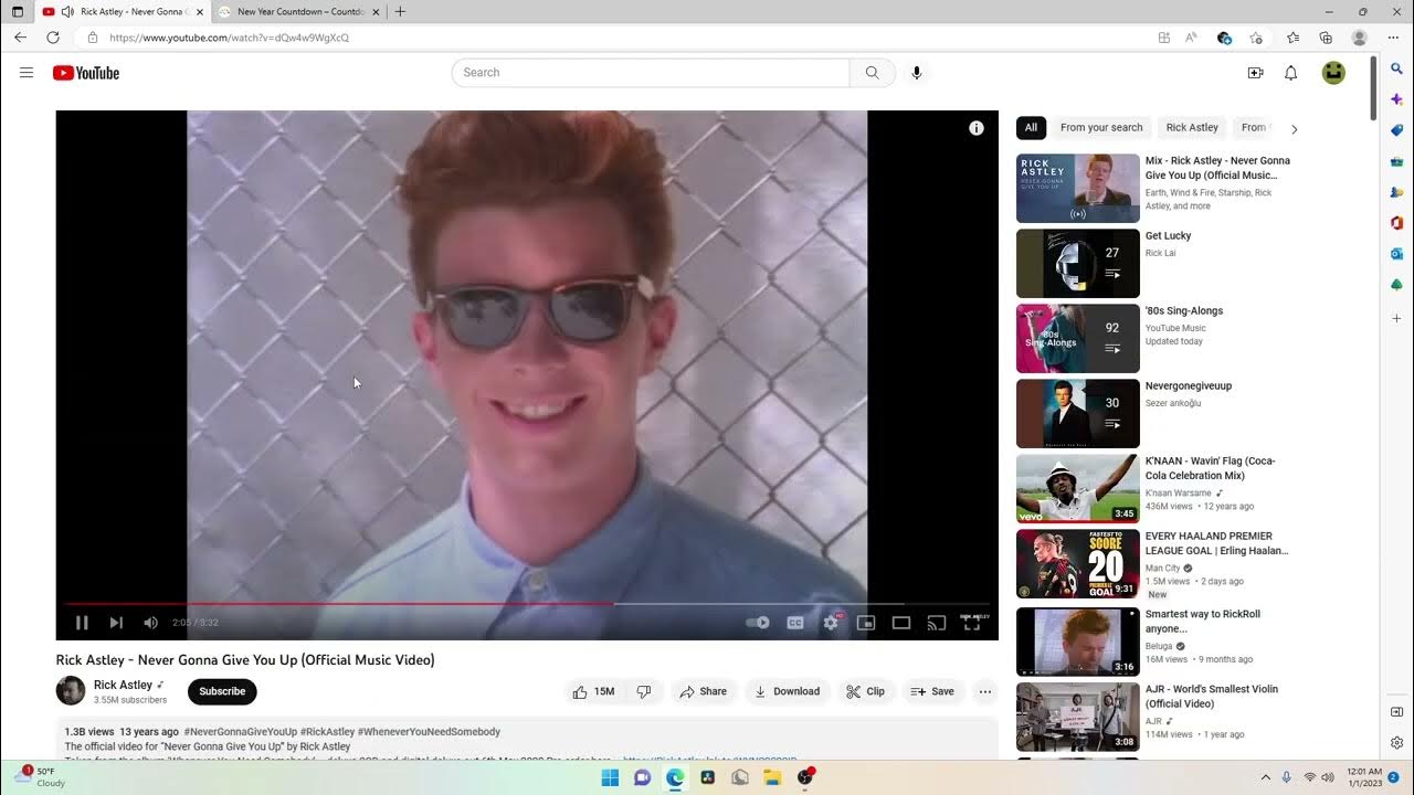 Rickroll'd for 2023! (Happy New Year's Everyone!!) - YouTube