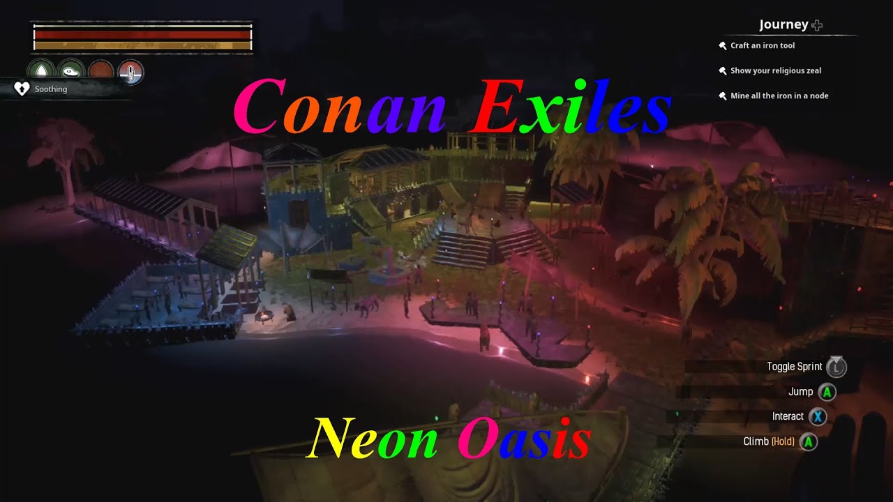Conan Exiles Base Building Neon Oasis - YouTube