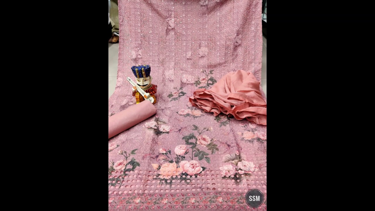 Digital Print Chicken work Dress Materials||Latest Design Of Digital ...