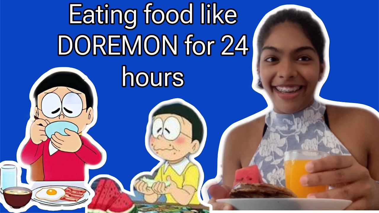 🍡🥓🍳Eating food like Doraemon for 24 hours🍳🥓🍡#cartoon #foodchallenge # ...