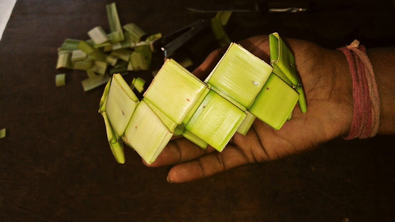 How to make palm crown (coconut tree leaf) - YouTube