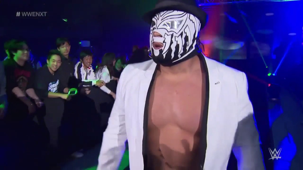 Andrade "Cien" Almas Entrance with La sombra mask nxt osaka 12/28/16 ...