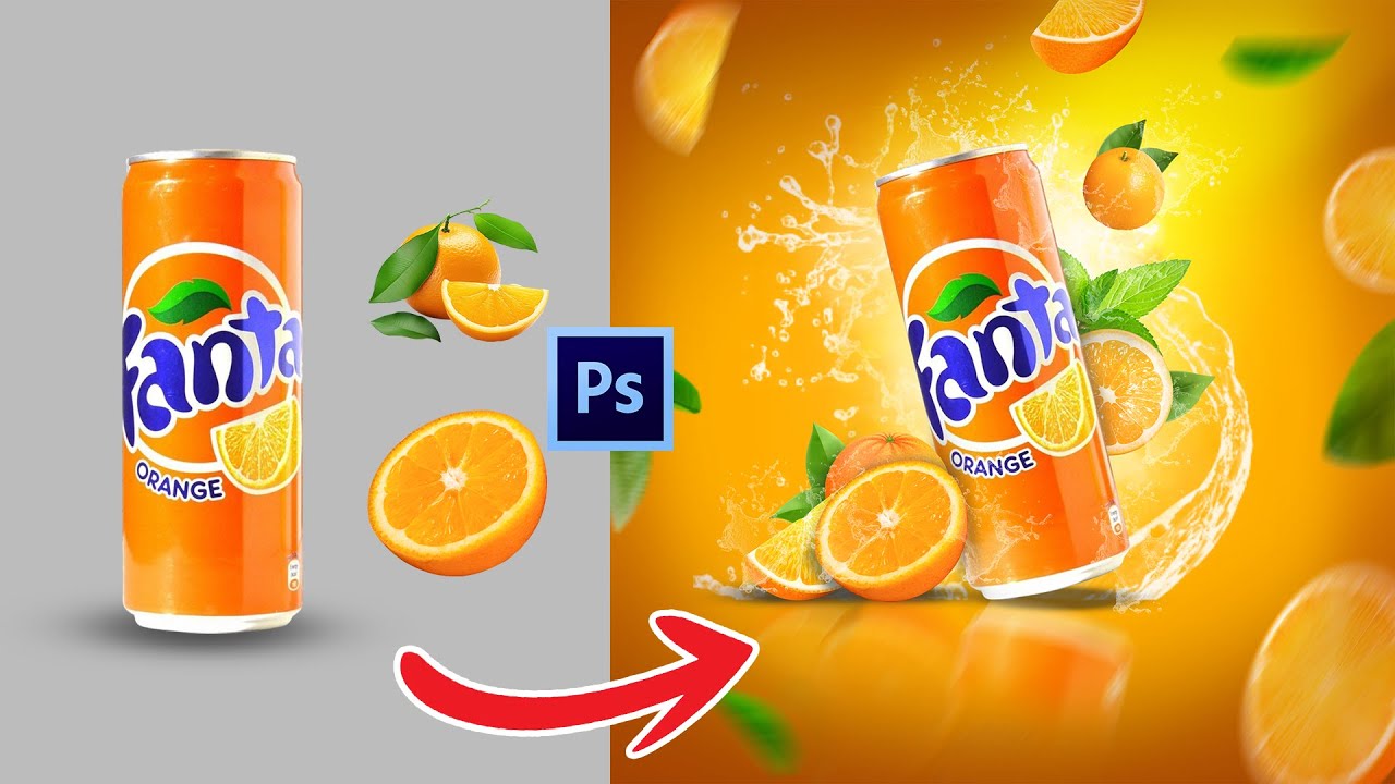 Photoshop Tutorial | Graphic Design | Fanta Poster Design 🥤 Create a ...