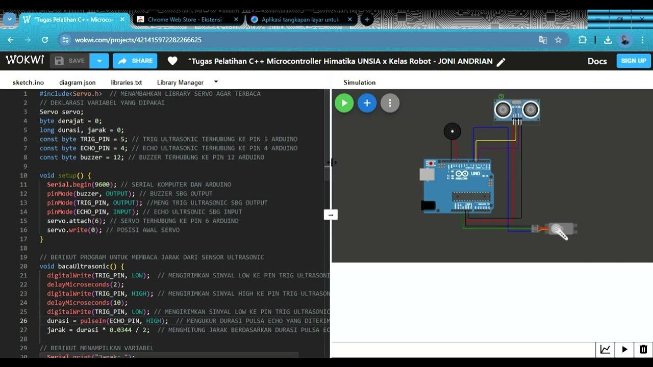 “Tugas Pelatihan C++ Microcontroller Himatika UNSIA x Kelas Robot JONI ANDRIAN Wokwi ESP32, STM3 ...