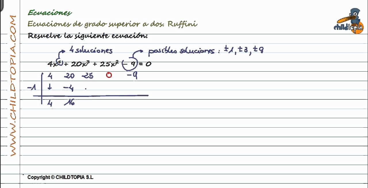 Ecuaciones: Ecuaciones de grado superior a 2 Ruffini. 4º de ESO ...