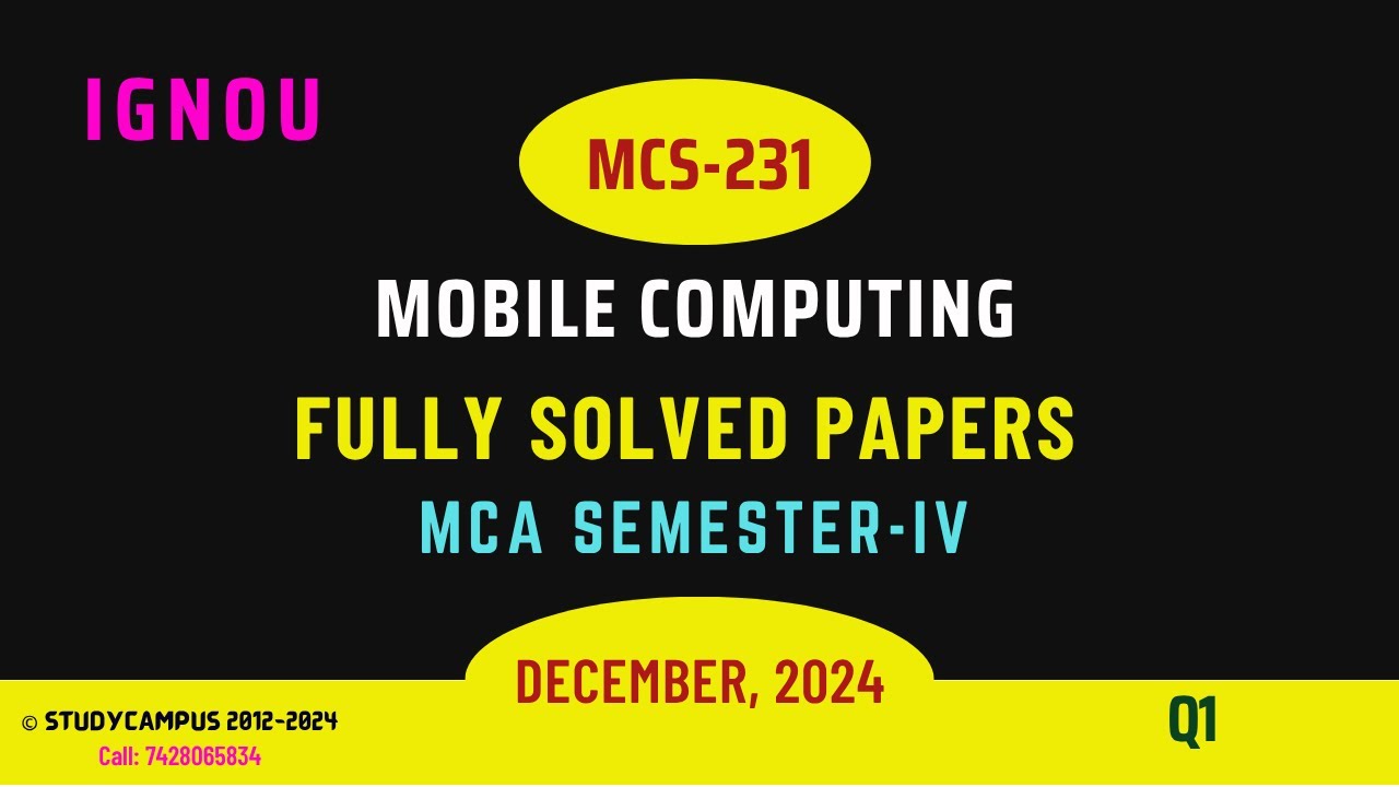 mcs 231 solved question paper | mobile computing | TEE December-2024 ...