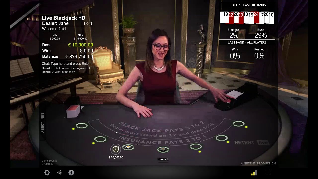 Blackjack Pro table, with cute dealer, small win - YouTube