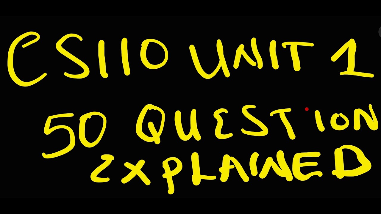 CS110 UNIT 1 - YouTube