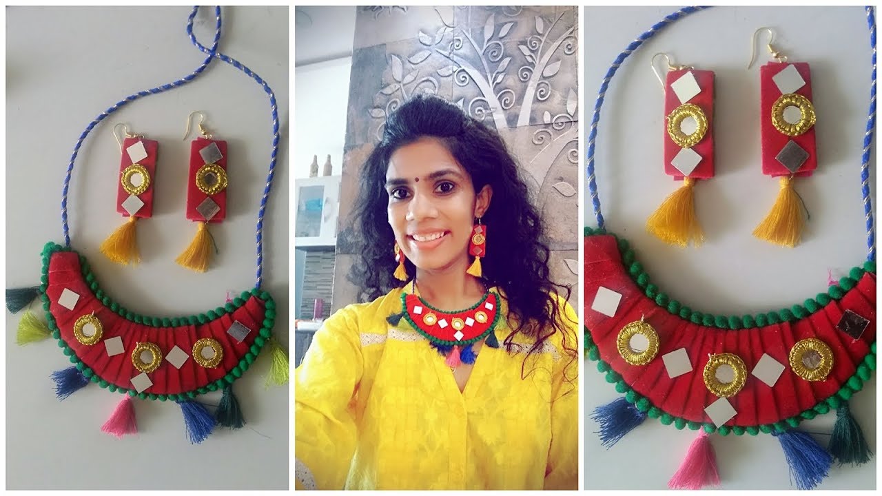 DIY navratri jewellery | DIY fabric jewellery | jewelery making | DIY ...