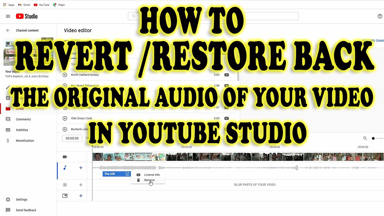 How to REVERT / RESTORE back to Original the Edited Audio on YouTube ...